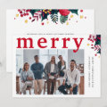 Modern Red Merry Photo Business Holiday Card | Zazzle