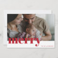 Modern Red Merry Typography Family Photo Christmas Holiday Card | Zazzle