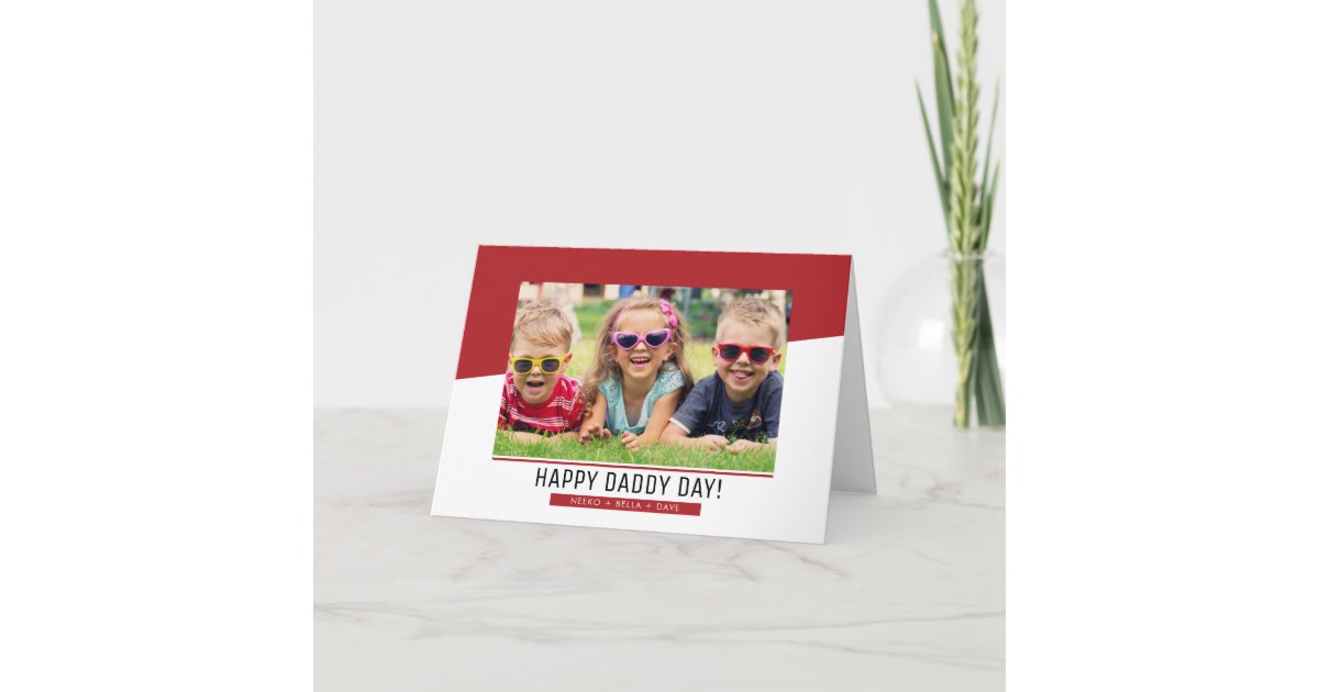 Modern Red Photo Father's Day Greeting Card | Zazzle
