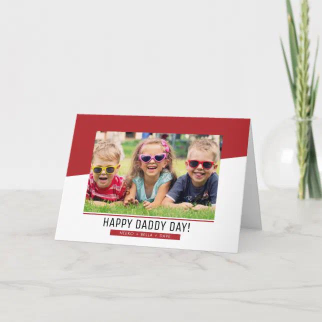 Modern Red Photo Father's Day Greeting Card | Zazzle