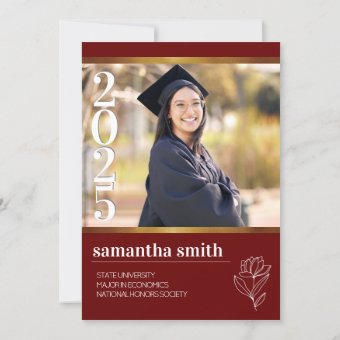 Modern Red Photo Graduation Invitation | Zazzle