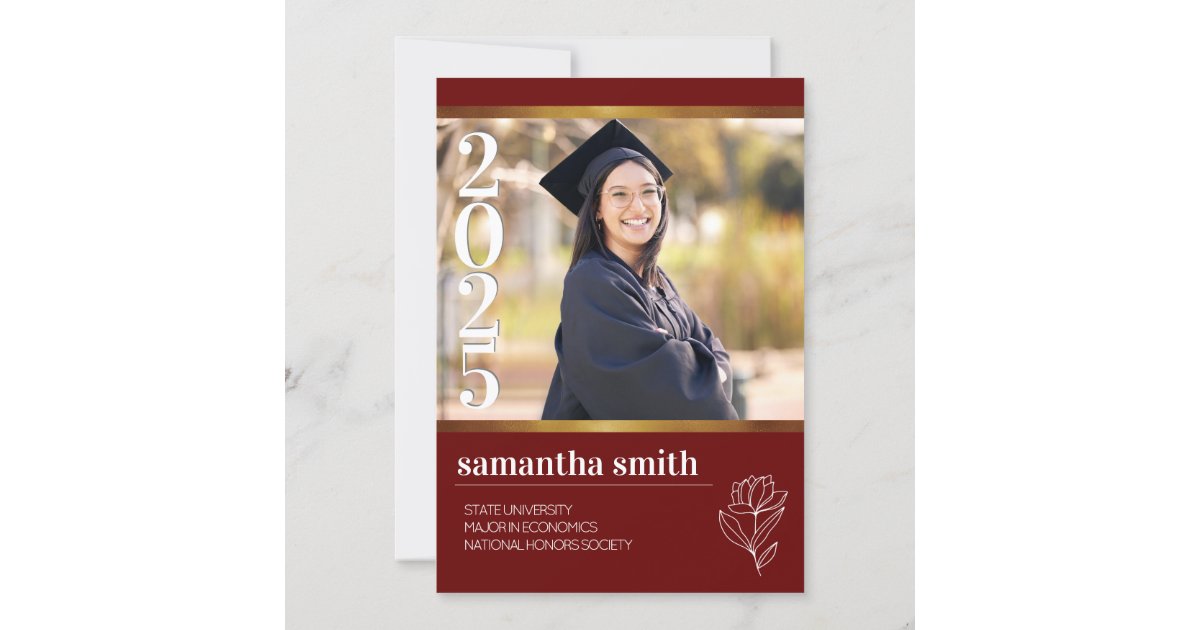 Modern Red Photo Graduation Invitation | Zazzle