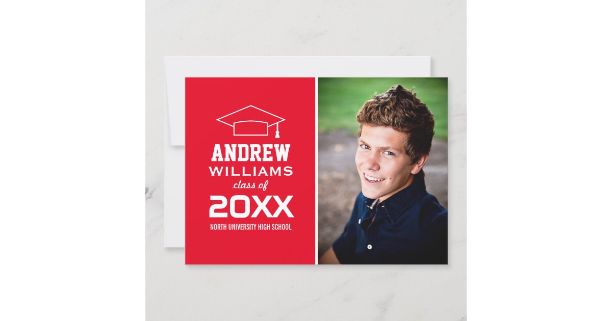 Modern Red Photo Graduation Party Invitation | Zazzle.com