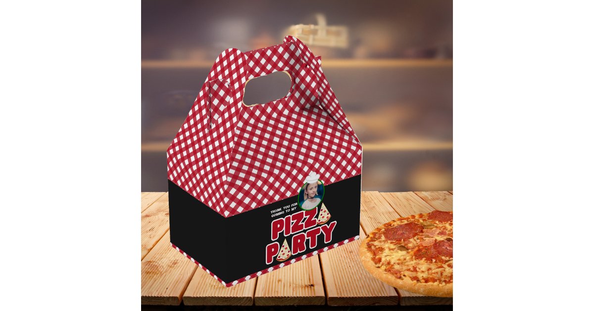 Modern Red Pizza Party Kids Birthday Favor Boxes | Zazzle