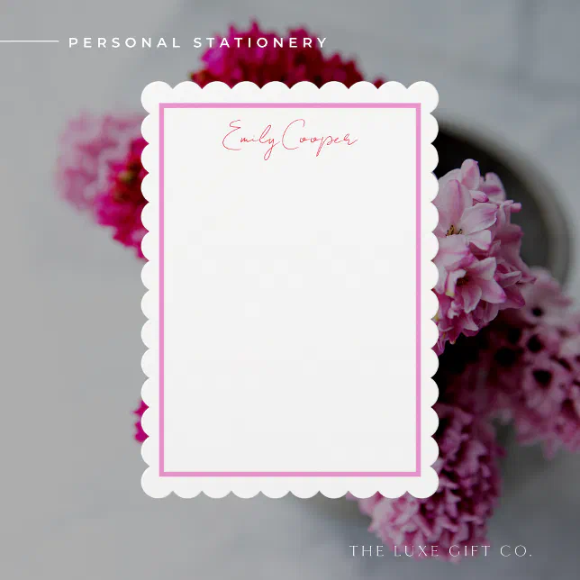 Modern Red Purple Scallop Edge Custom Note Card | Zazzle