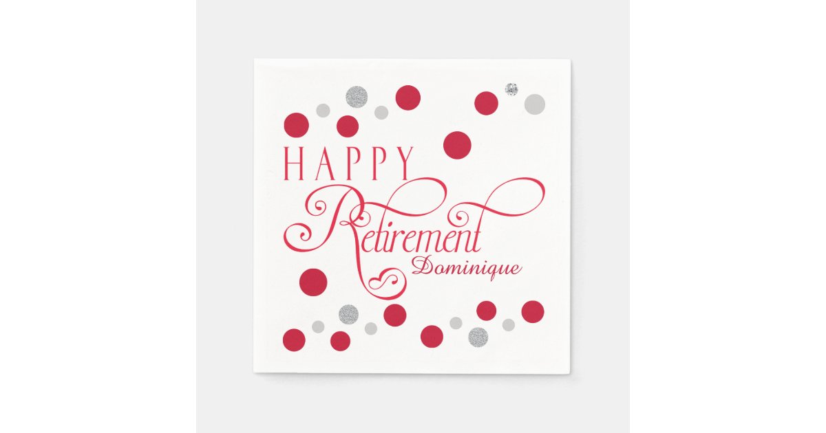 Modern Red Retirement Party Napkins | Zazzle