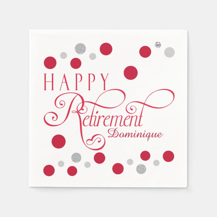 Modern Red Retirement Party Napkins | Zazzle