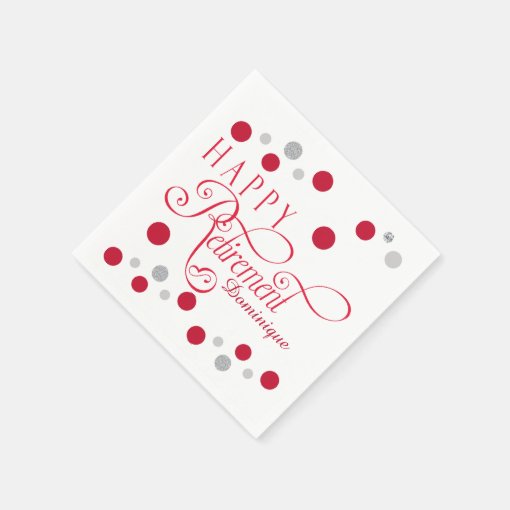 Modern Red Retirement Party Napkins | Zazzle