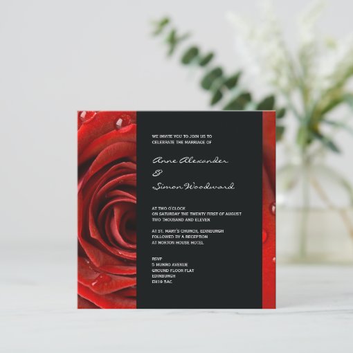 Modern Red Rose Wedding Invitation | Zazzle