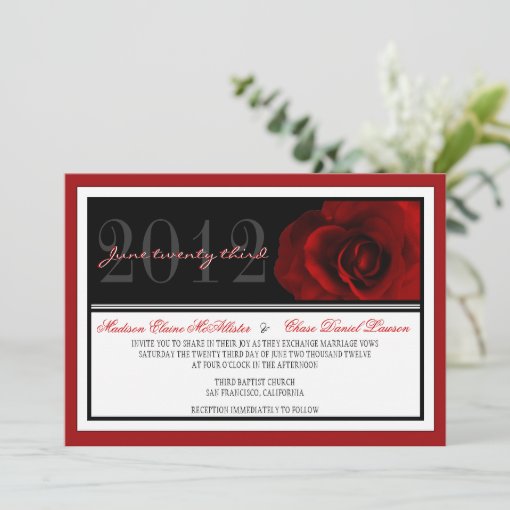 Modern Red Rose Wedding Invite | Zazzle