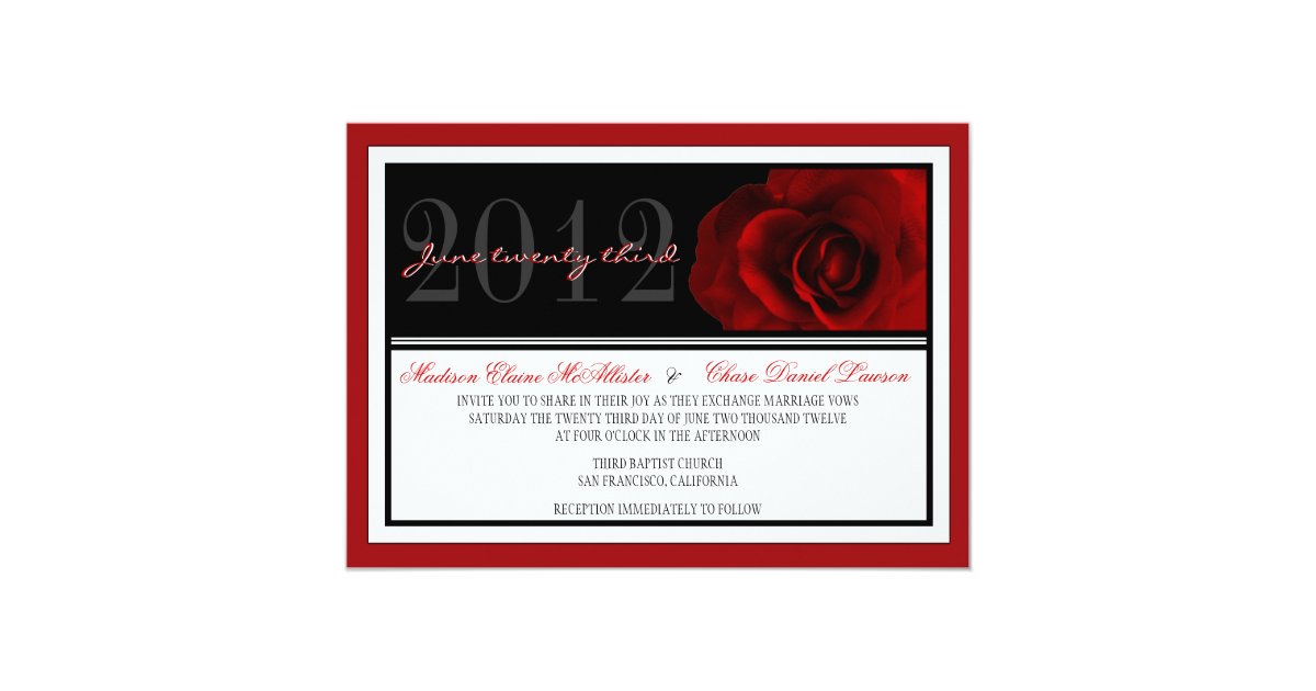 Modern Red Rose Wedding Invite | Zazzle.com