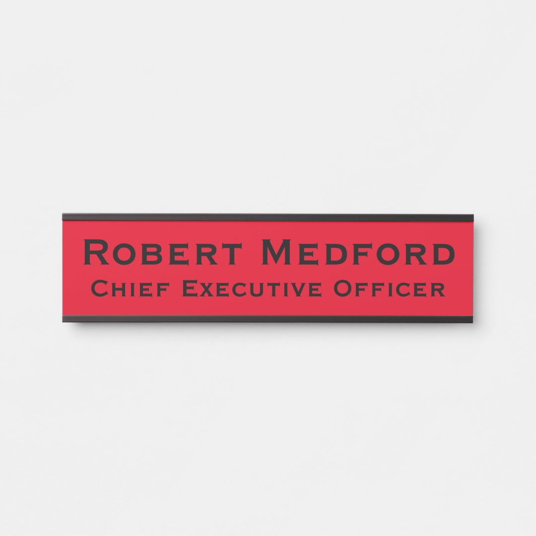 Modern Red Signs Hanging Door Sign Name Plate | Zazzle