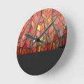 Modern Red Stained Glass Clock | Zazzle