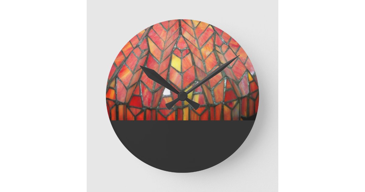 Modern Red Stained Glass Clock | Zazzle