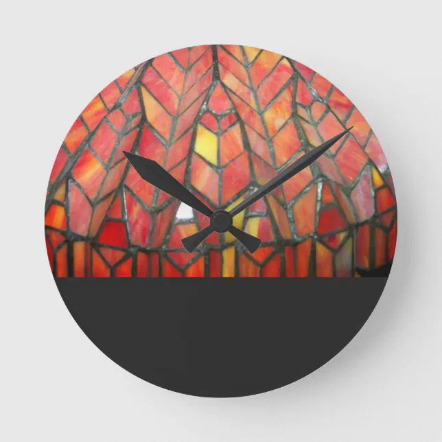 Modern Red Stained Glass Clock | Zazzle