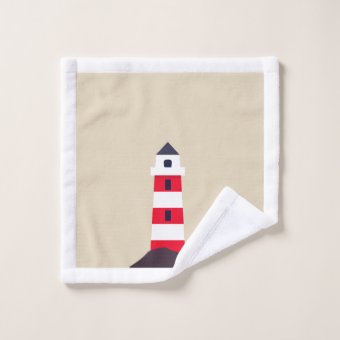 Modern Red Striped Lighthouse Bath Towel Set | Zazzle