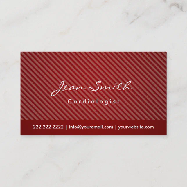 Modern Red Stripes Cardiologist Business Card | Zazzle