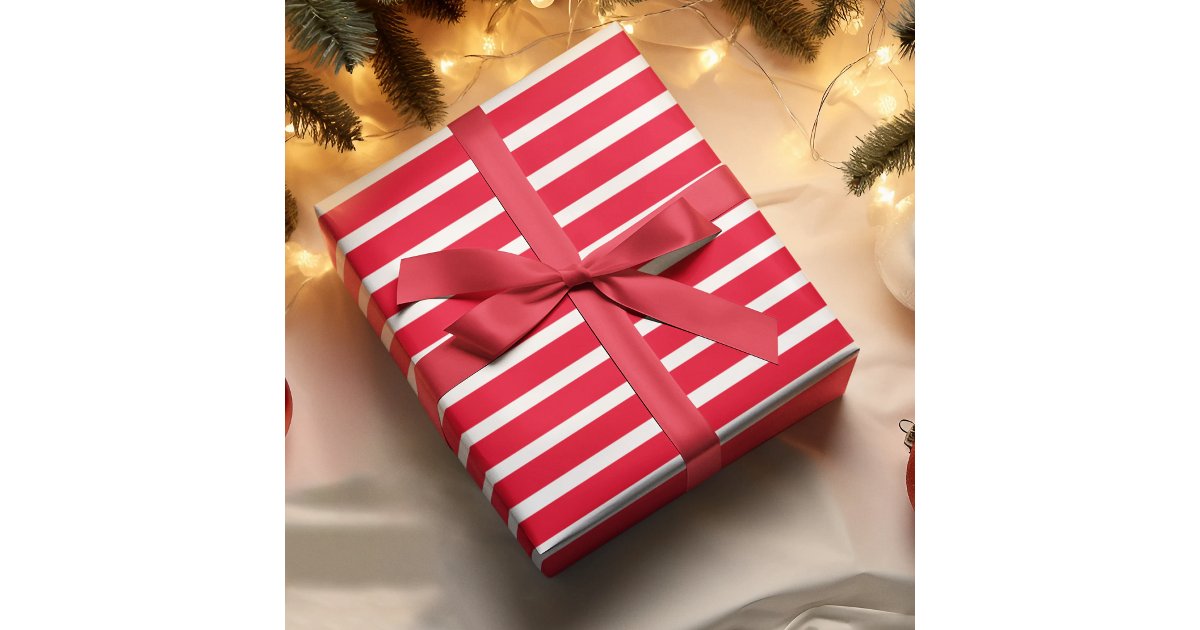 Modern Red Stripes Christmas Wrapping Paper | Zazzle