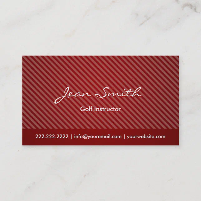 Modern Red Stripes Golf Business Card | Zazzle