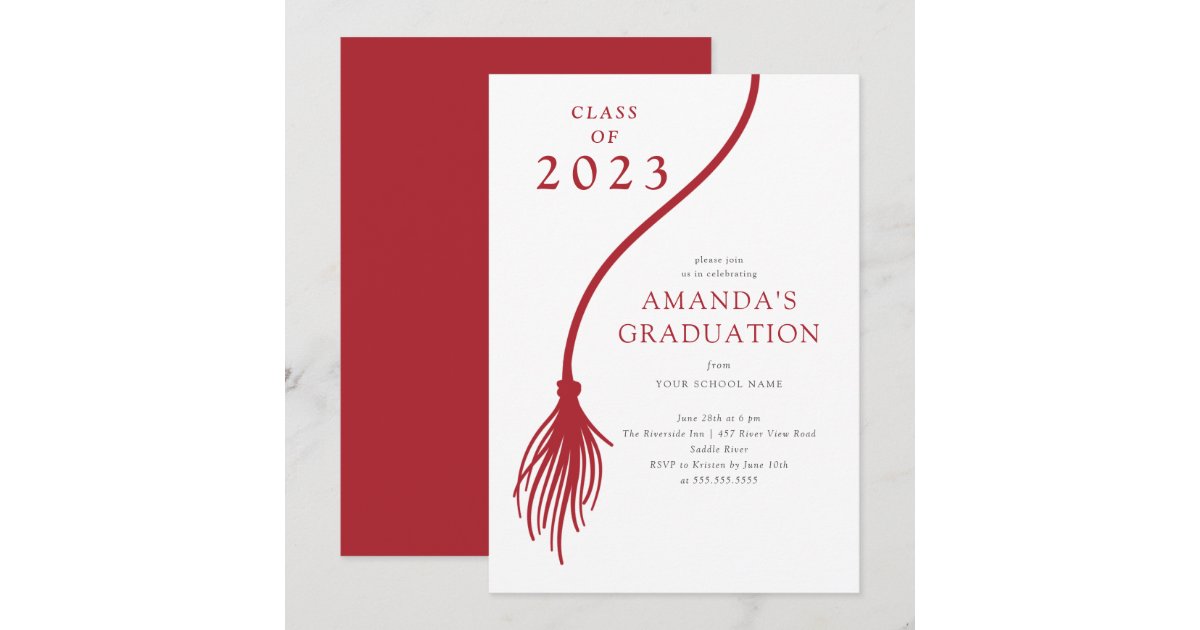 Modern Red Tassel Graduation Party Invitation | Zazzle