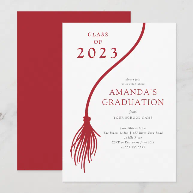 Modern Red Tassel Graduation Party Invitation | Zazzle