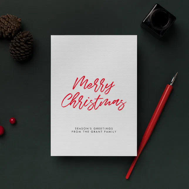 Modern red typography Merry Christmas card | Zazzle