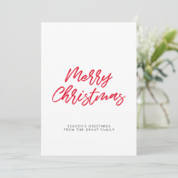 Modern red typography Merry Christmas card | Zazzle