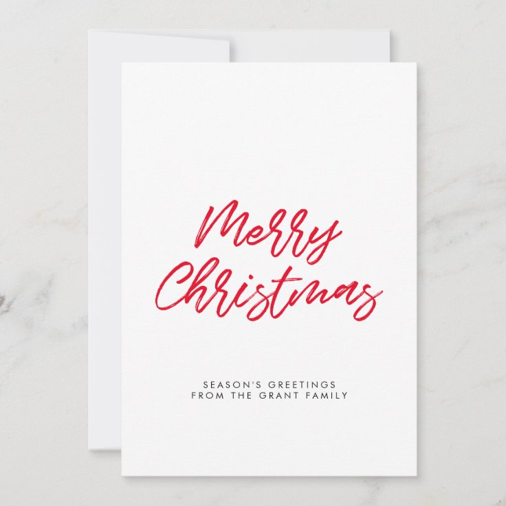 Modern red typography Merry Christmas card | Zazzle
