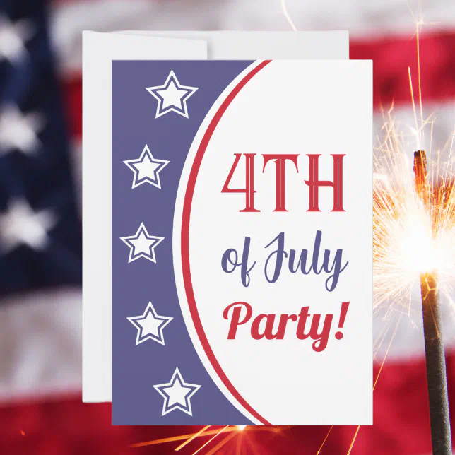Modern Red White Blue 4th Of July Party Invitation | Zazzle