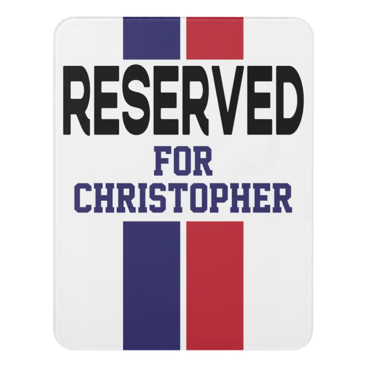Modern Red White Blue Business Reserved Door Sign | Zazzle