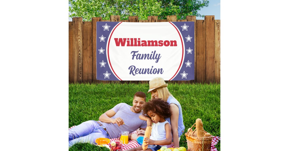 Modern Red White Blue Family Reunion Banner | Zazzle