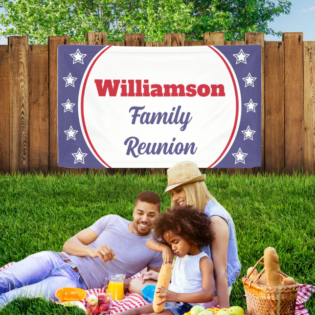 Modern Red White Blue Family Reunion Banner | Zazzle