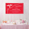 Modern Red & White Caduceus Nurse Graduation Banner | Zazzle
