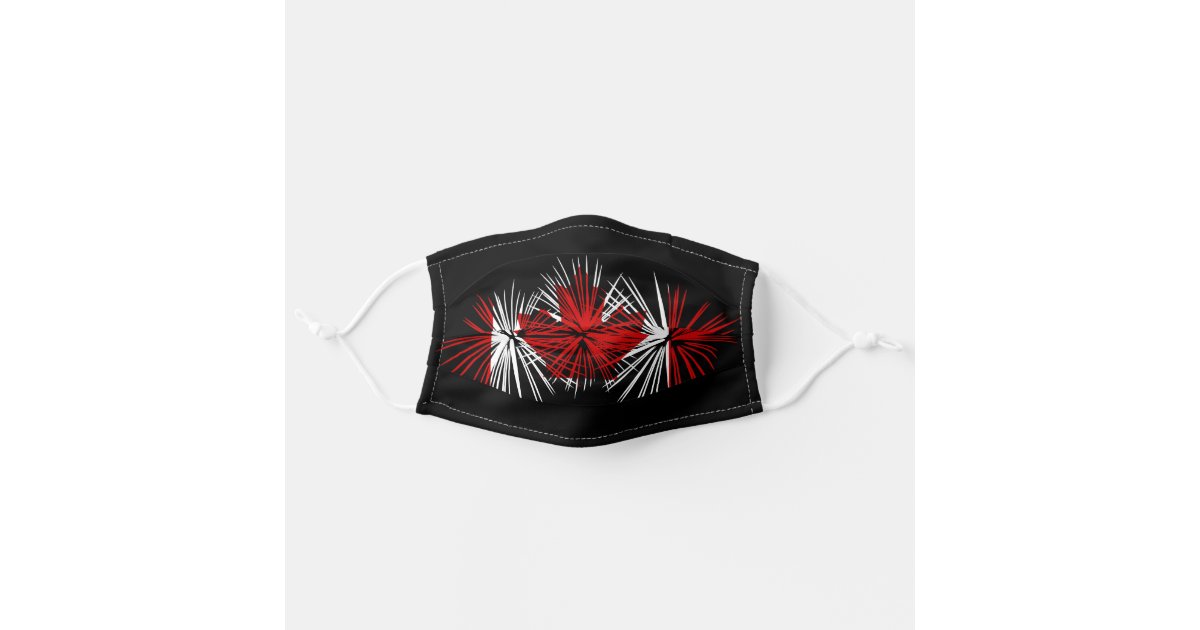 Modern Red White Canada Flag Maple Leaf Fireworks Adult Cloth Face Mask ...