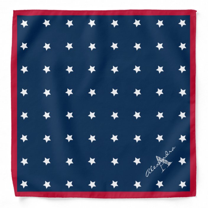 Modern Red White Navy Blue Stars Pattern Monogram Bandana | Zazzle