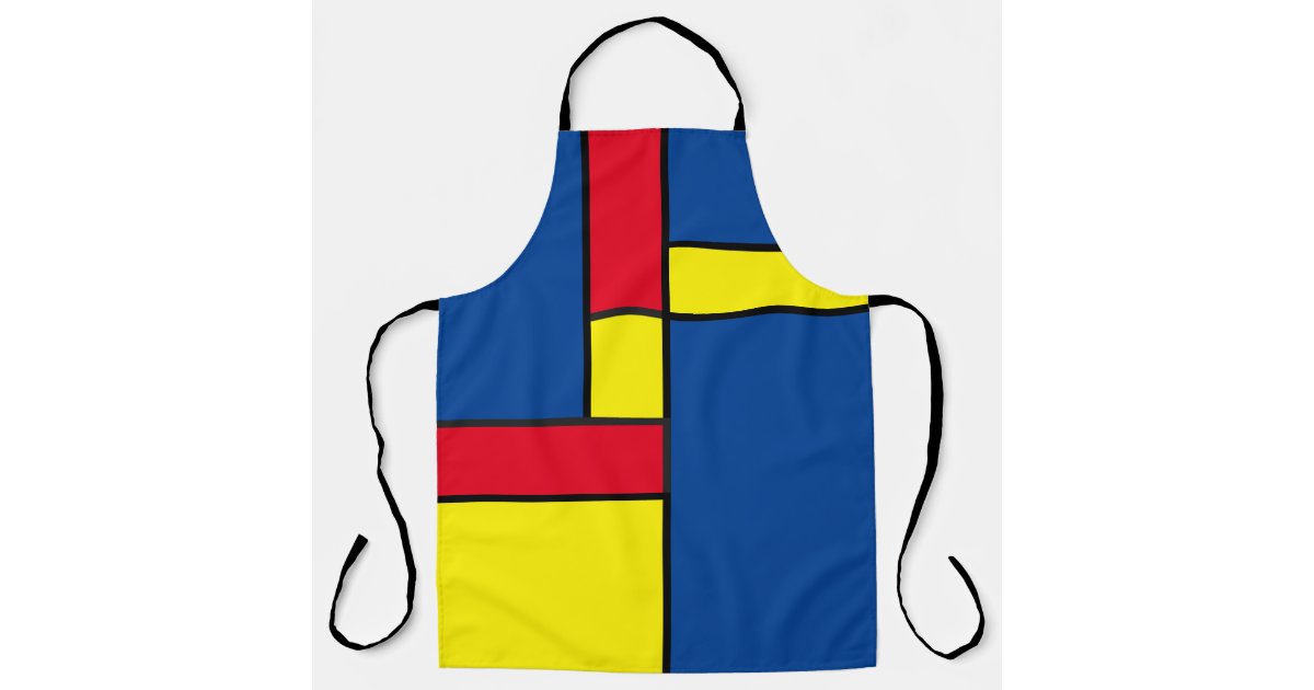 Modern Red Yellow & Blue Inspired by De Stijl Art Apron | Zazzle