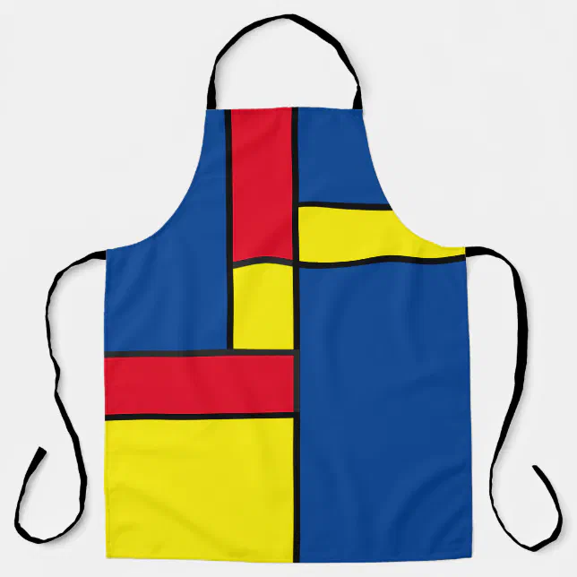 Modern Red Yellow & Blue Inspired by De Stijl Art Apron | Zazzle