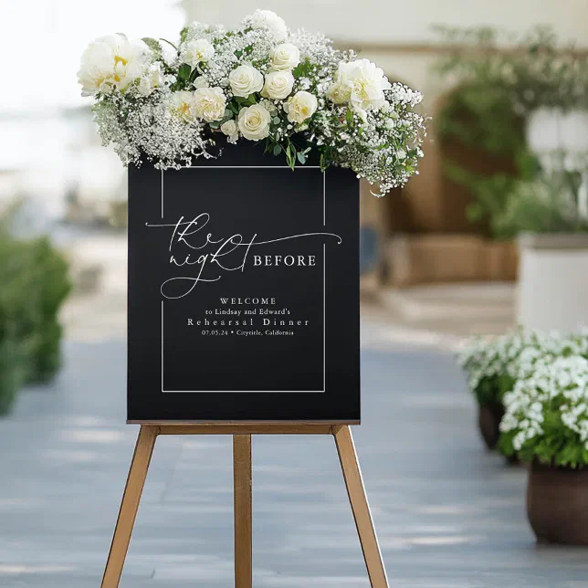 Modern Rehearsal Dinner Black Welcome Sign | Zazzle