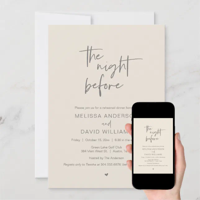 Modern Rehearsal Dinner Party, The night before Invitation | Zazzle