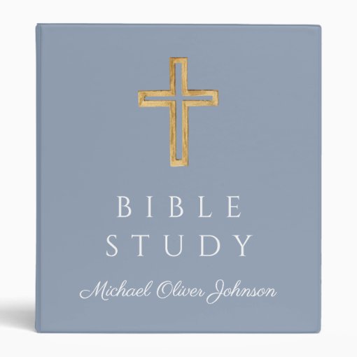 Modern Religious Cross Blue Bible Study 3 Ring Binder | Zazzle