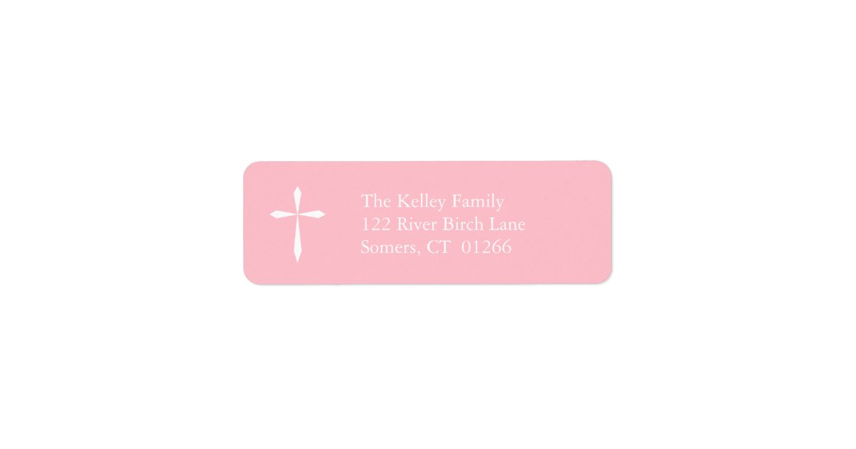Modern Religious Cross, Pink Address Label | Zazzle