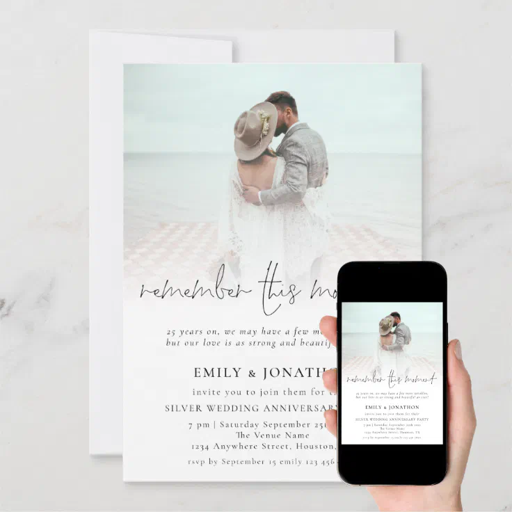 Modern Remember This Moment Anniversary Party Invitation | Zazzle