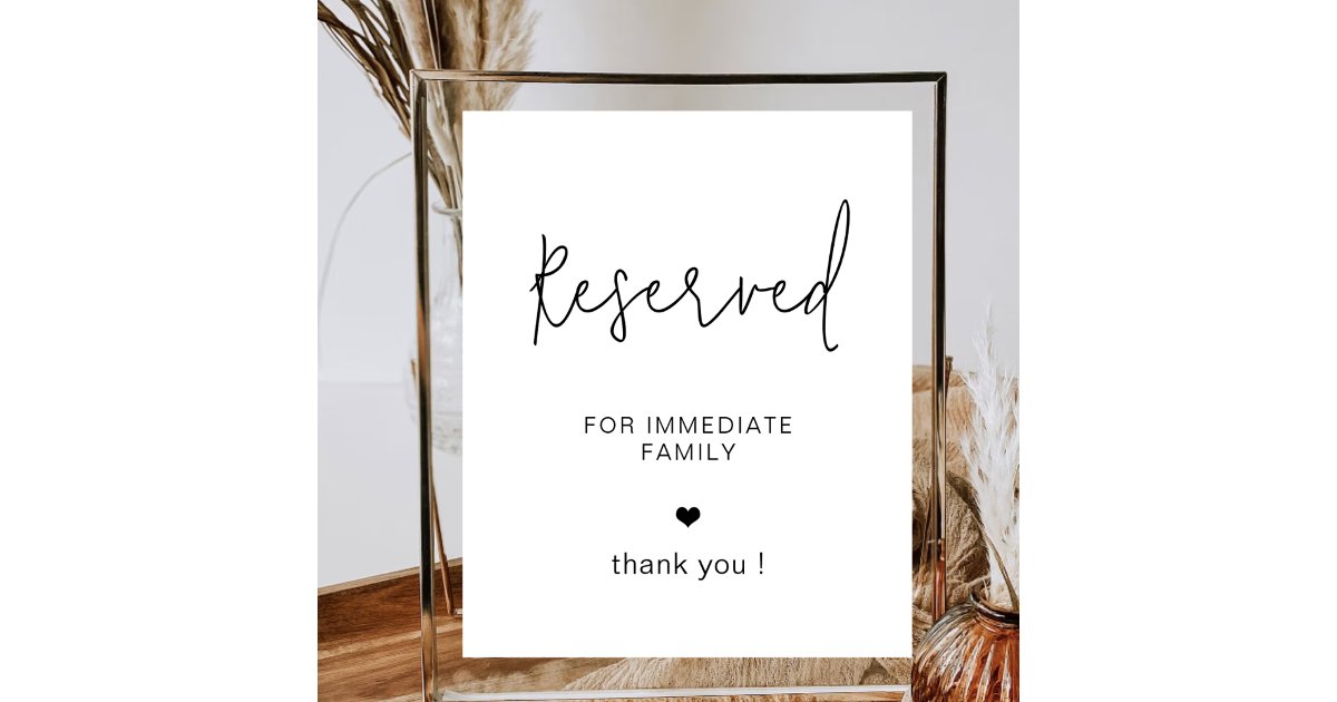 Modern Reserved For Family Simple Wedding Party Poster | Zazzle