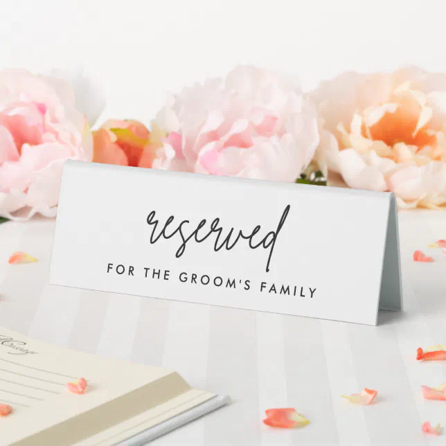Modern Reserved Groom Family Wedding Table Signs | Zazzle