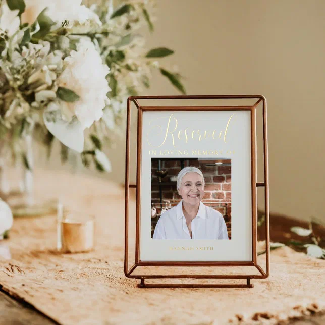 Modern Reserved Memorial Photo Memorial Sign | Zazzle