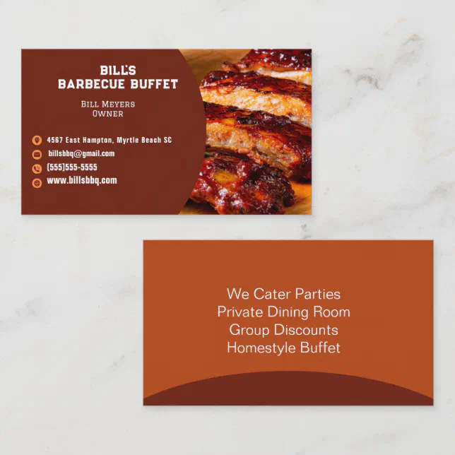Modern Restaurant Barbecue Buffet Business Card | Zazzle