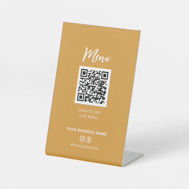 Modern Restaurants Menu QR code Social Media Sign | Zazzle