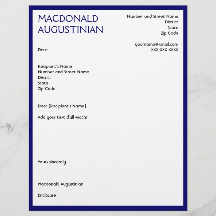 Modern RESUME COVER LETTER Customizable BLUE Letterhead | Zazzle.com