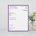 Modern RESUME COVER LETTER Customizable PURPLE Letterhead | Zazzle
