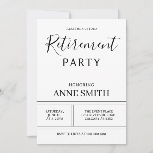 Modern Retirement Party Simple Retired Celebration Invitation | Zazzle